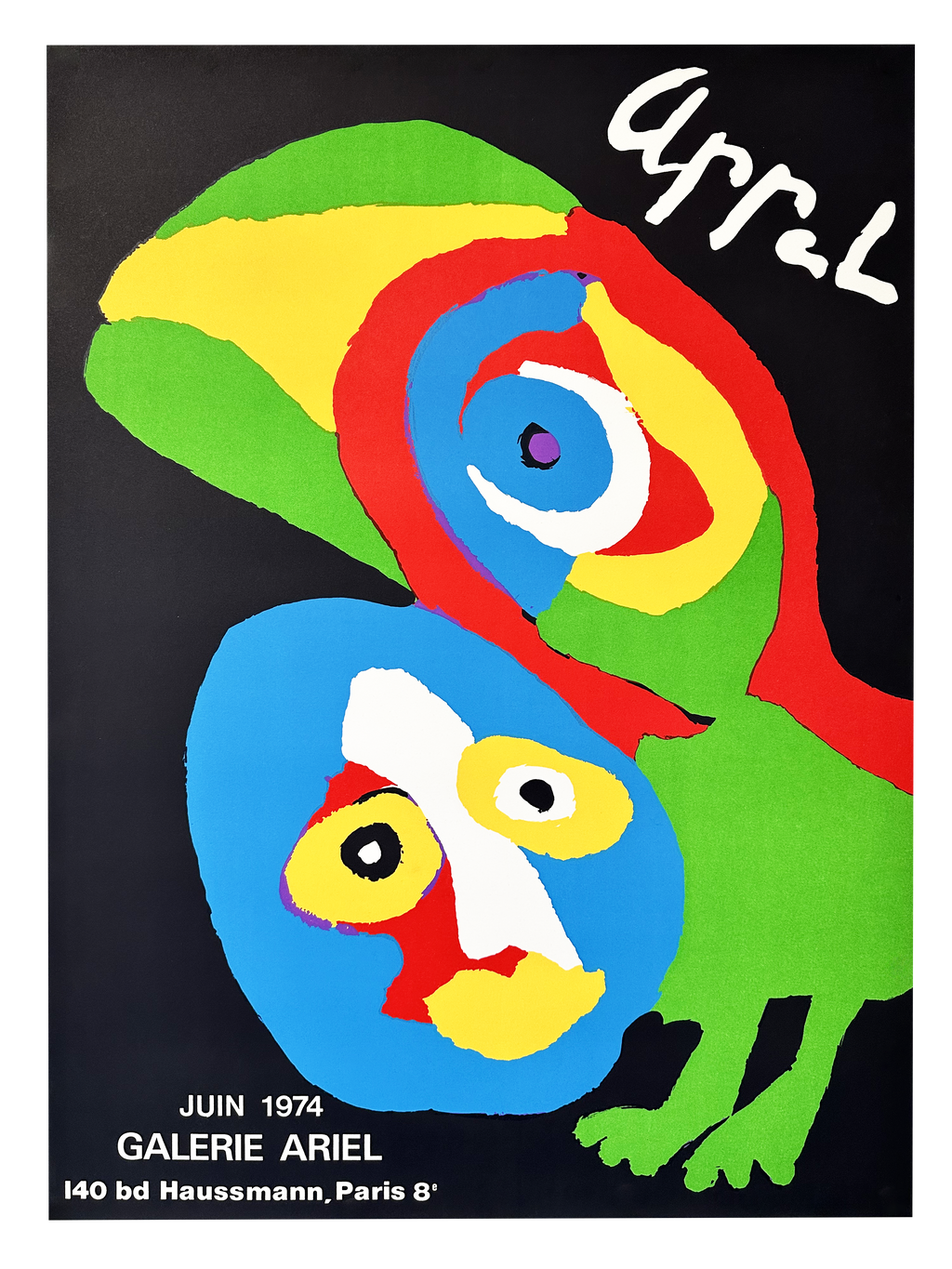 Original Karel Appel Poster Galerie Ariel, Paris - 1974 – nbmposter