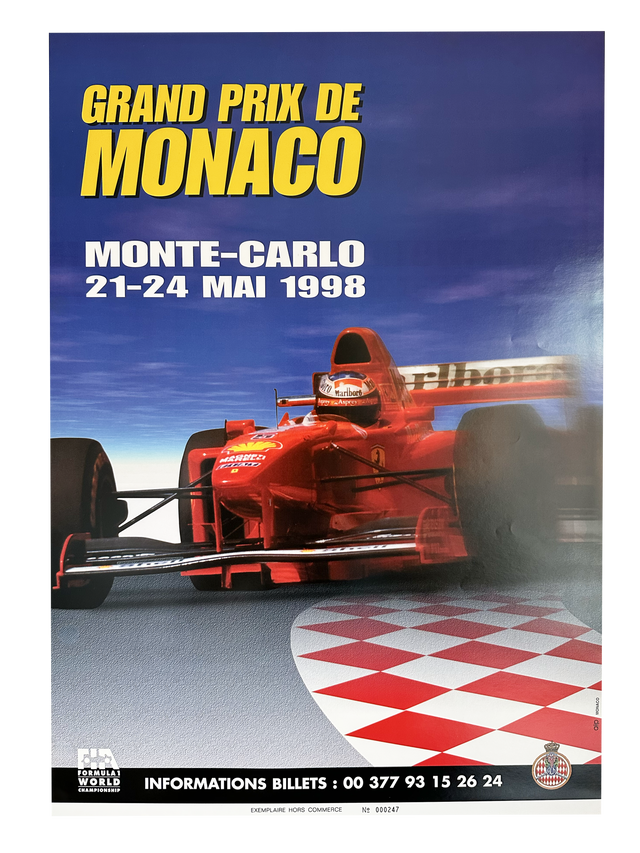 Original Formula 1 Poster Grand Prix Monaco 1998 (numbered) – nbmposter