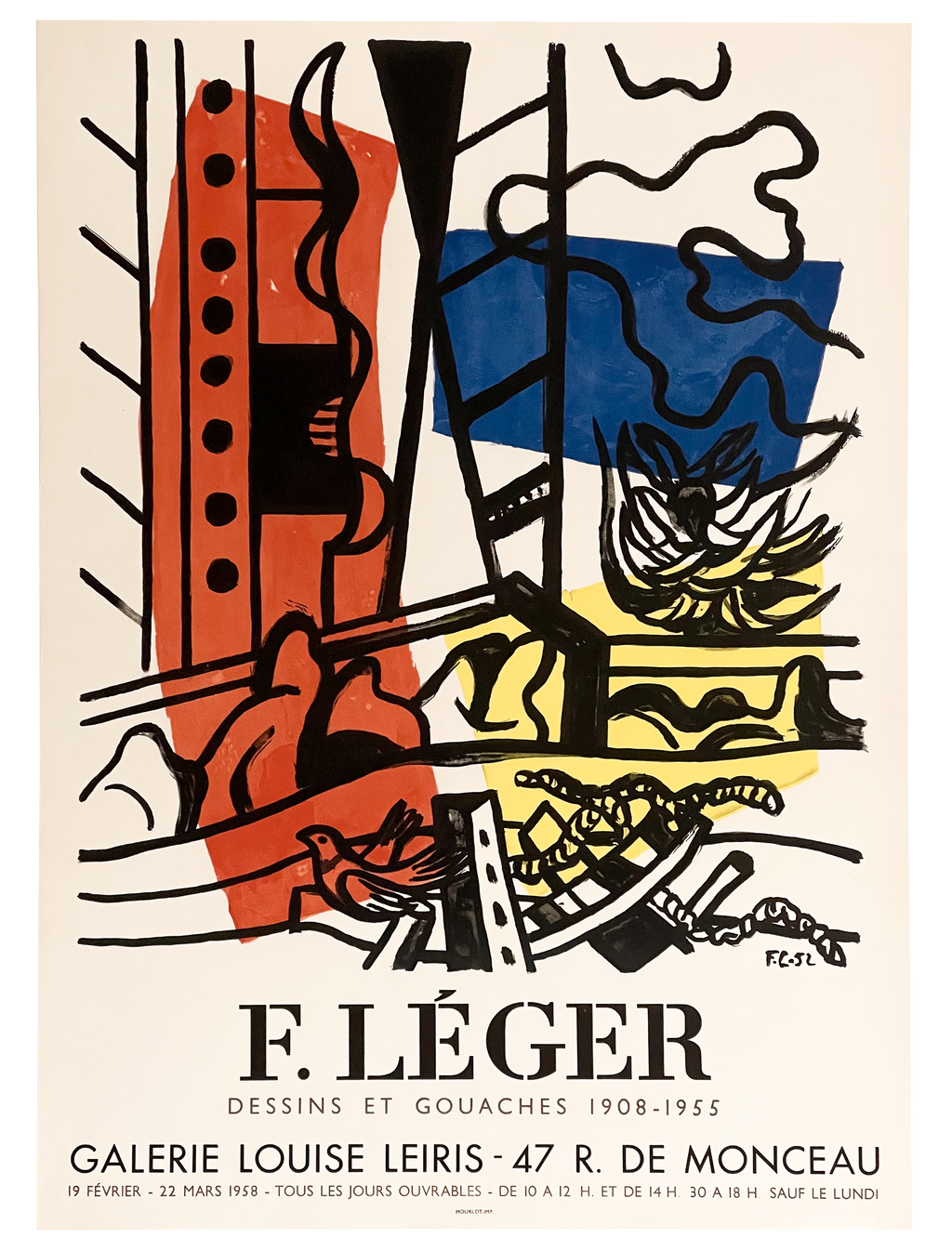 Original Fernand Leger Poster Galerie Louise Leiris 1958, Mourlot ...