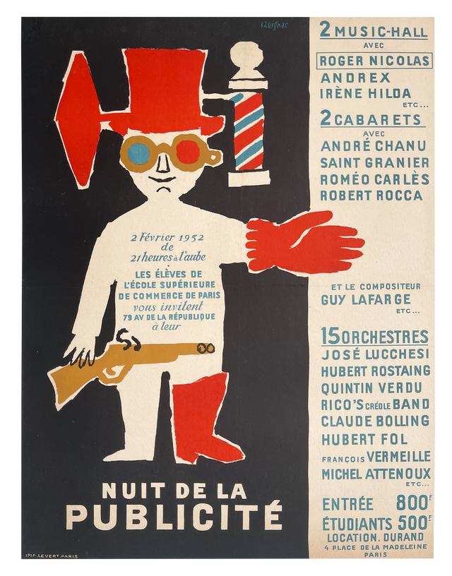 Original Savignac Poster Nuit De La Publicité, Paris - 1952 – nbmposter